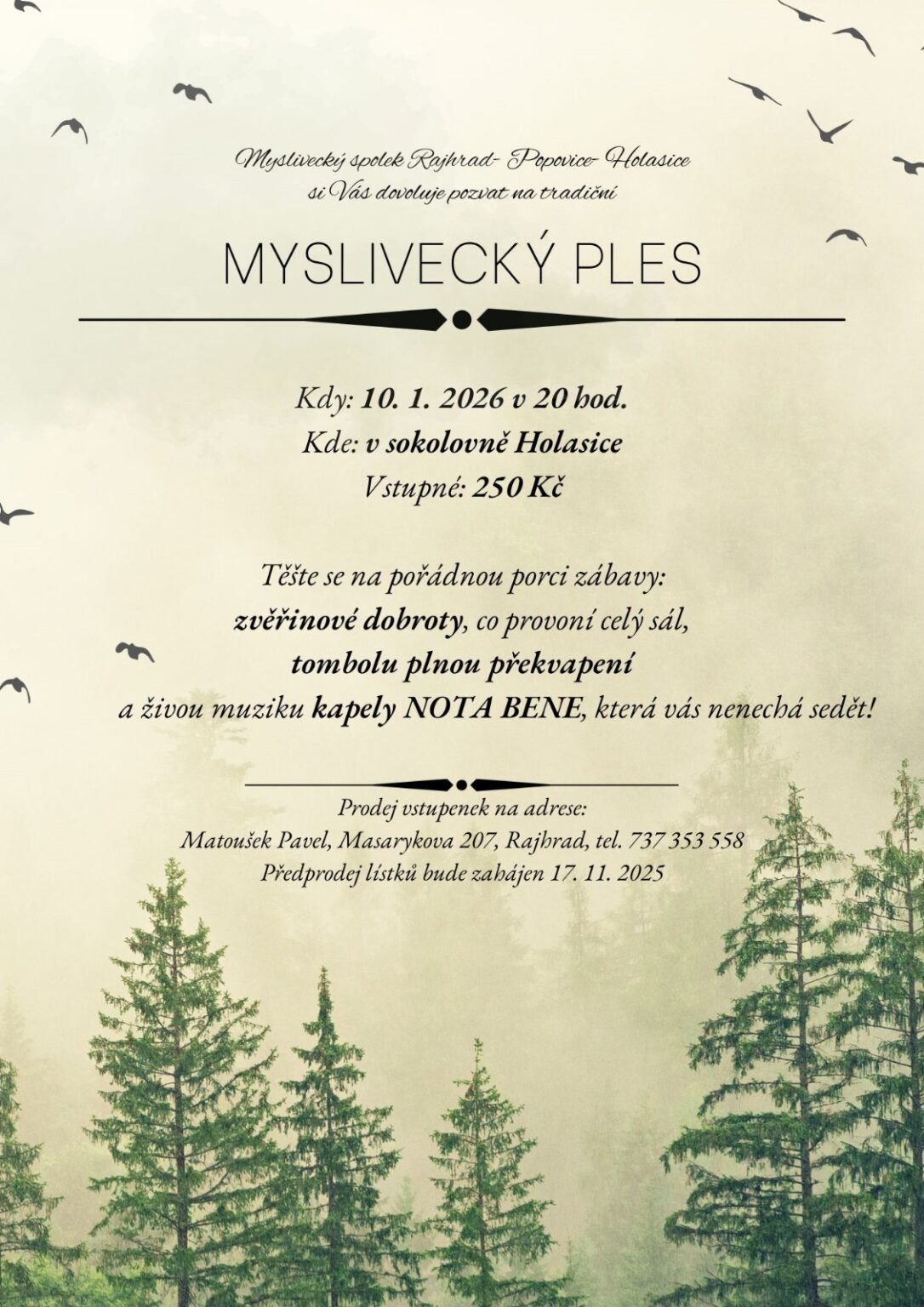 Myslivecký ples 2026 * 10.1.2025 • Město Rajhrad